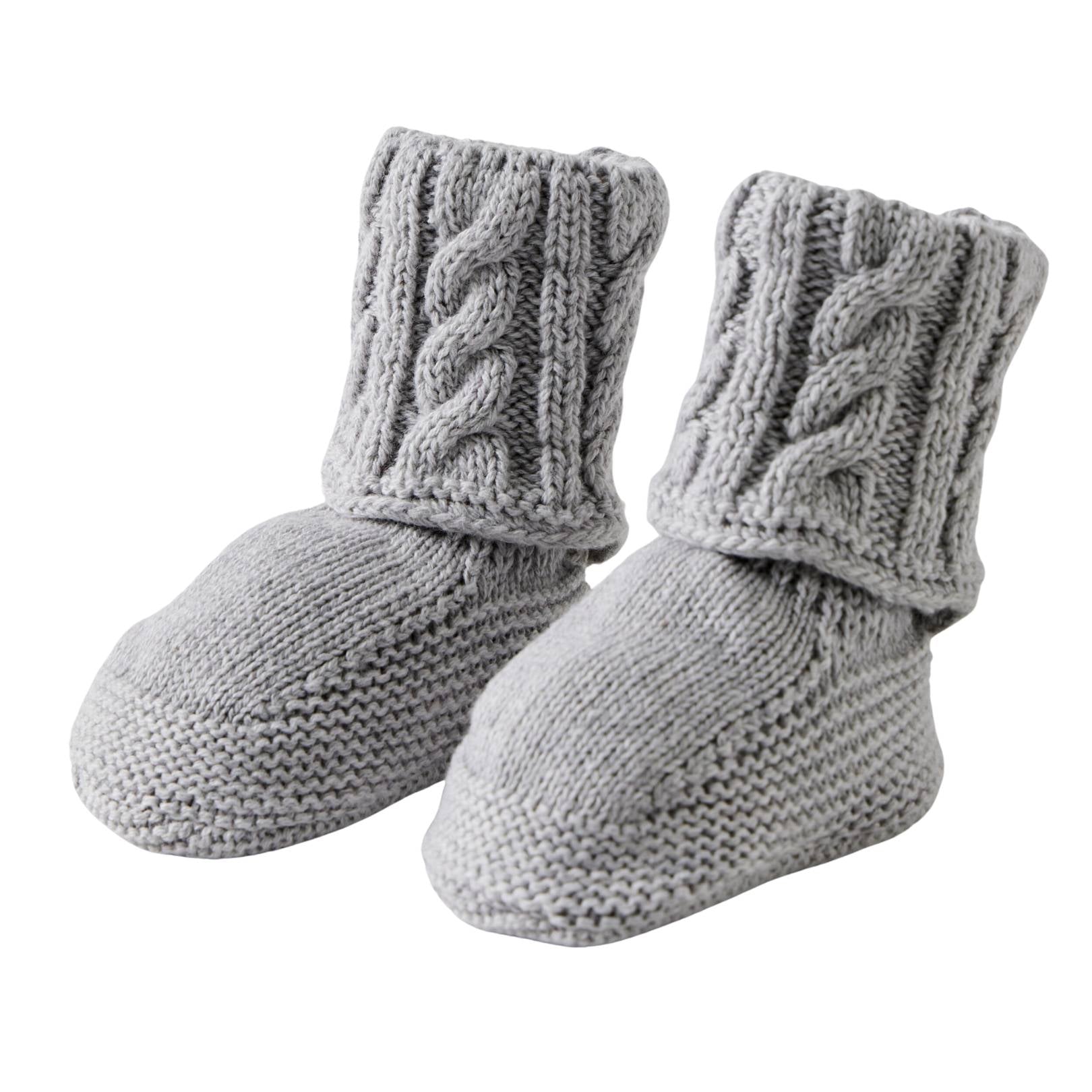 Baby Booties Cable Knit - Grey | Deb's Hidden Treasures